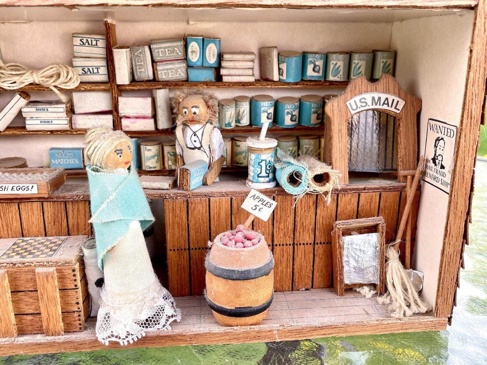 3D Diorama Dollhouse General Store Post Office Wooden Shelf Wall Art ...
