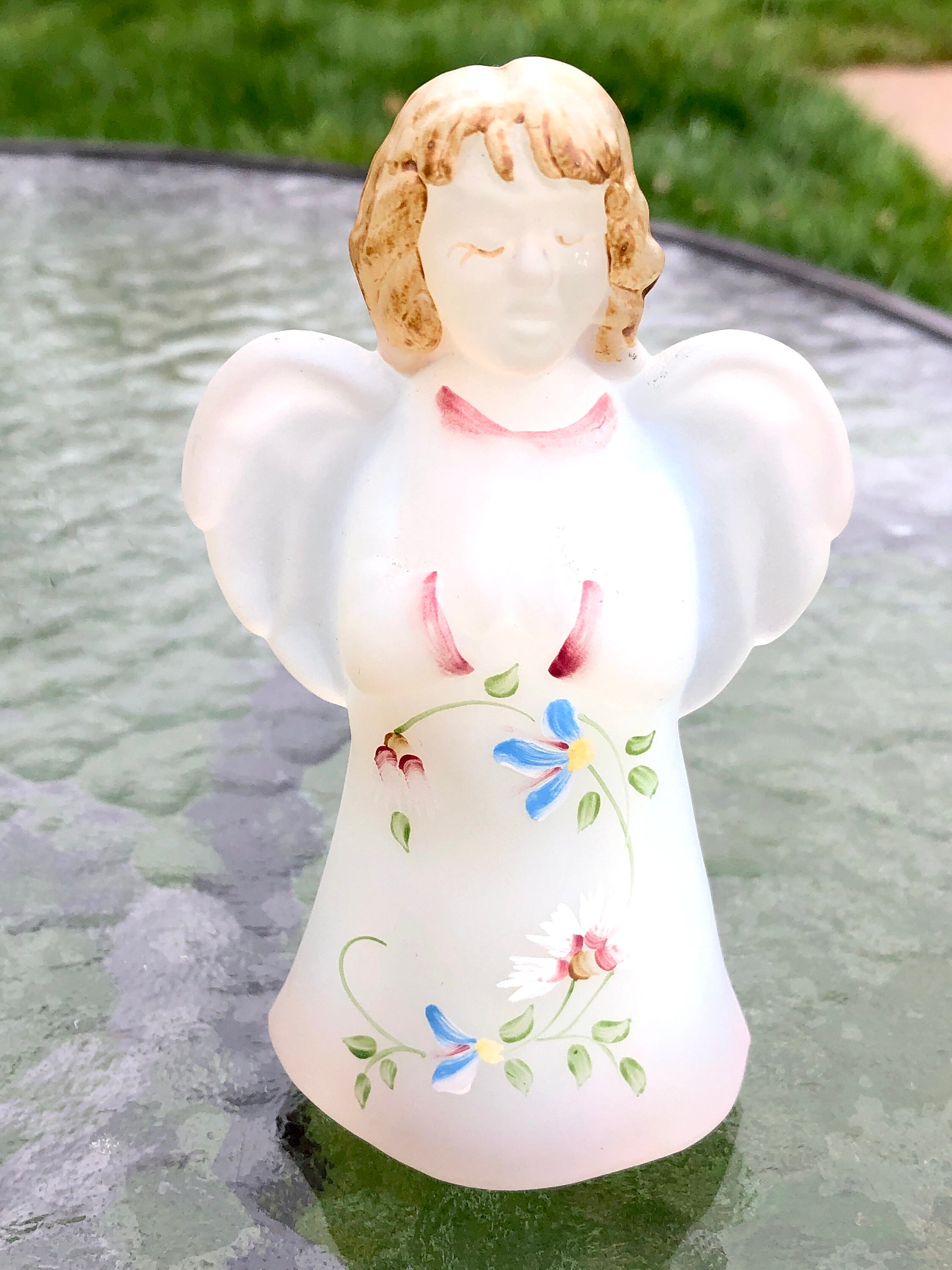 Fenton Limited Edition 13/250 Burmese Frosted Glass Praying Angel Hand ...