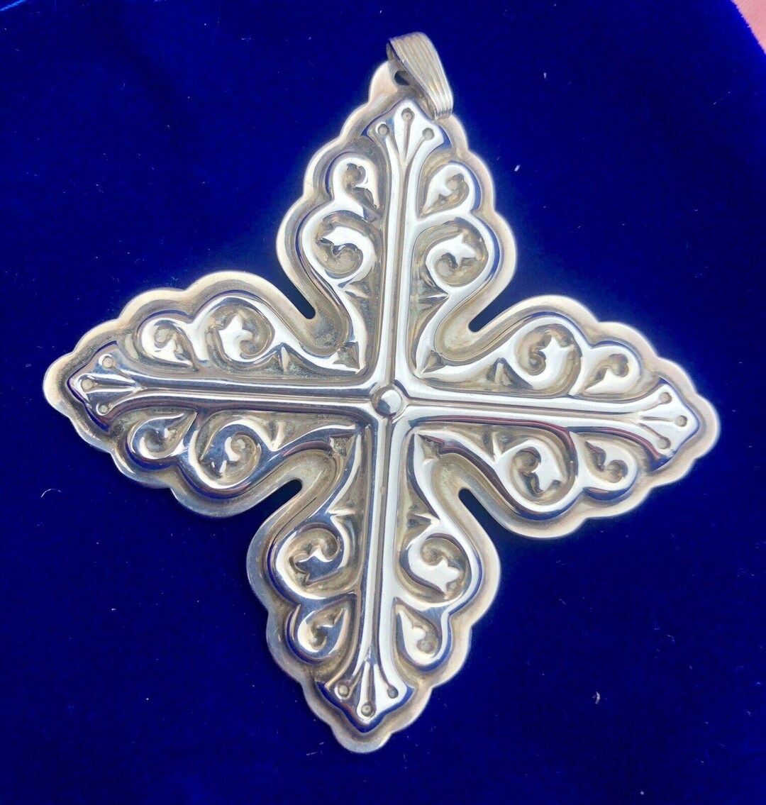 Vtg Reed & Barton 1978 Christmas Cross Sterling Silver Ornament Pendant ...