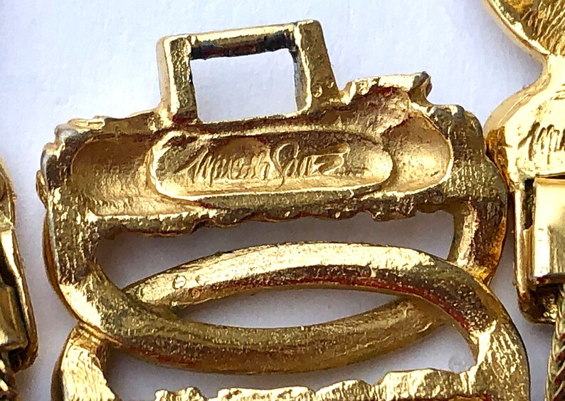 MARCELLA SALTZ for TRIFARI Etruscan Egyptian Revival Floral Gold ...
