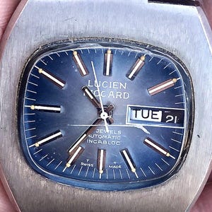 Vtg Lucien Piccard Blue Dial Stainless Steel Men’s Automatic Incabloc ...