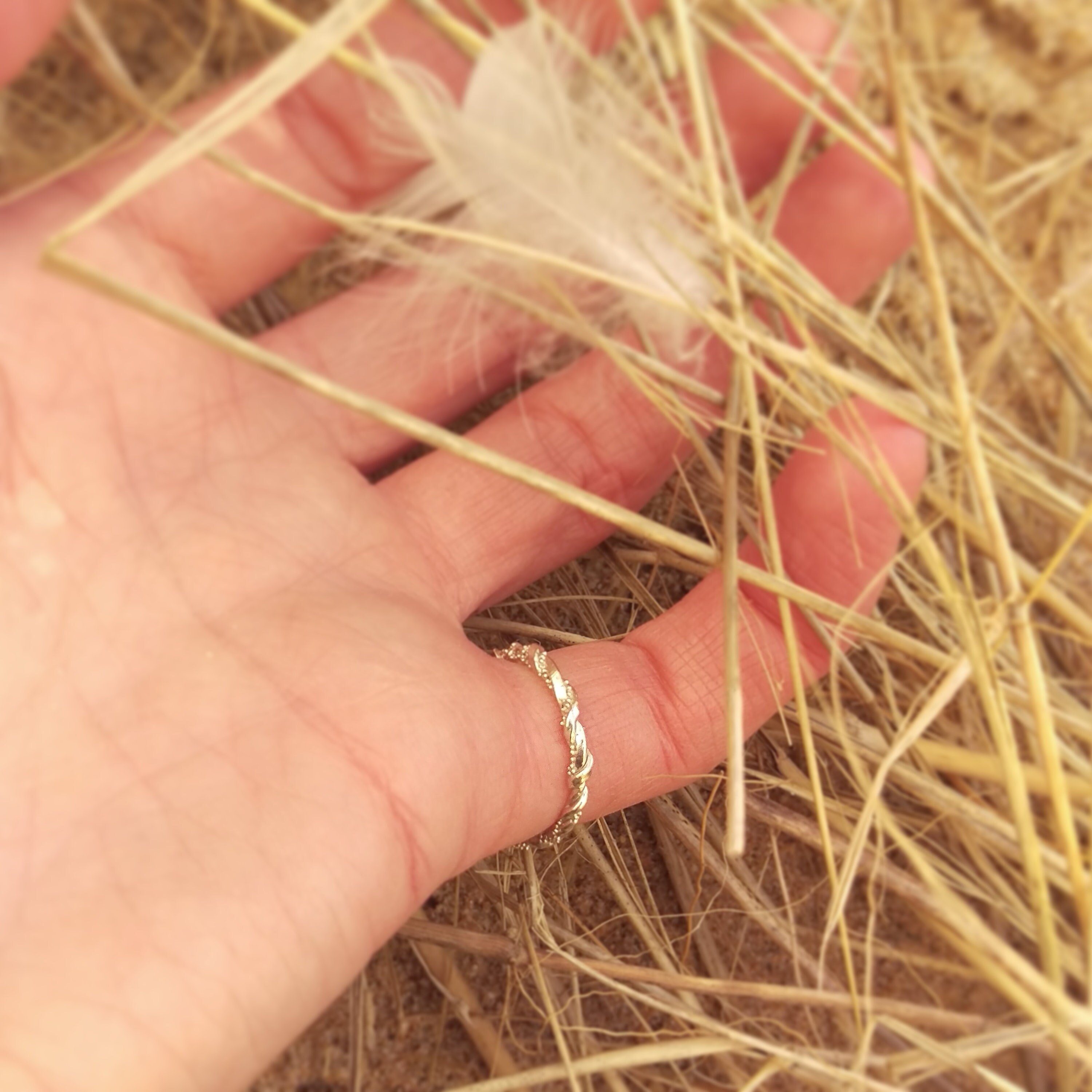 Woven Grass Wedding Ring - Etsy UK