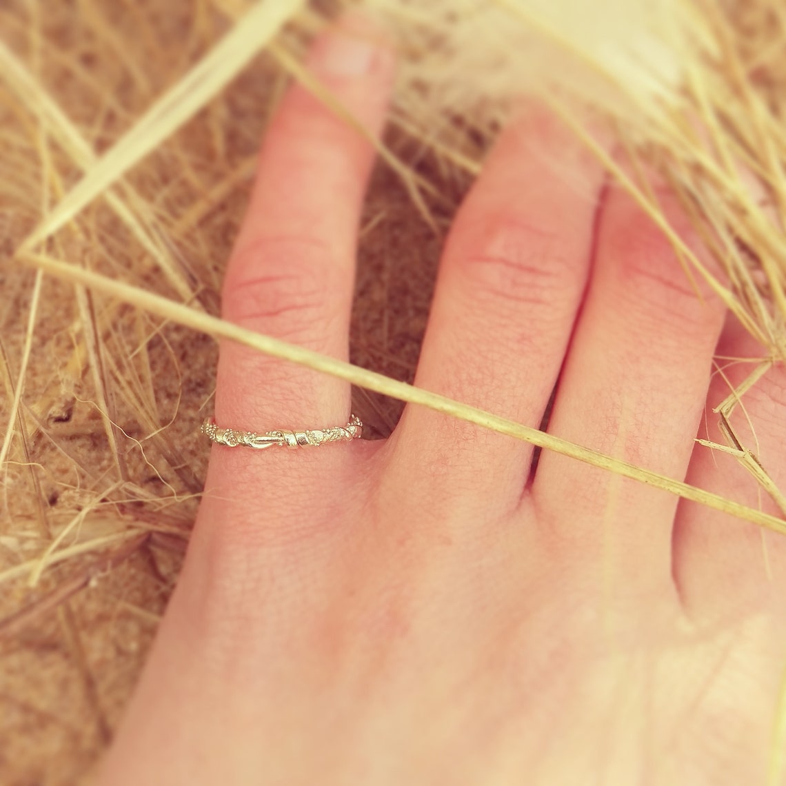 Woven Grass Wedding Ring - Etsy UK