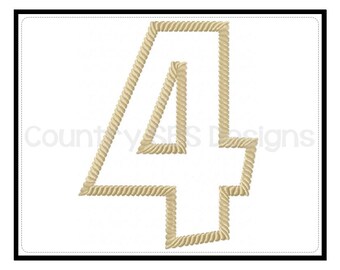 Rope Applique Number Embroidery Design Number 3 4x4 and 5x7 | Etsy