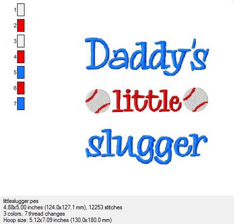 Little Slugger Embroidery Design 5x7-INSTANT DOWNLOAD | Etsy
