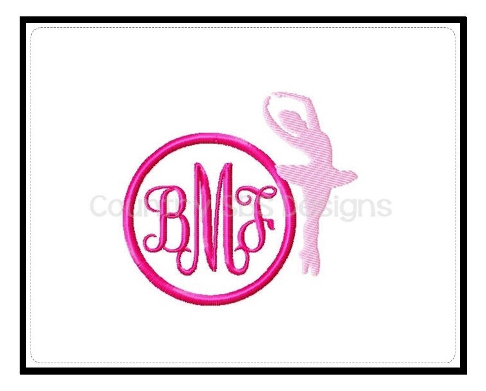 Ballerina Monogram Frame Embroidery Design 4x4 INSTANT | Etsy