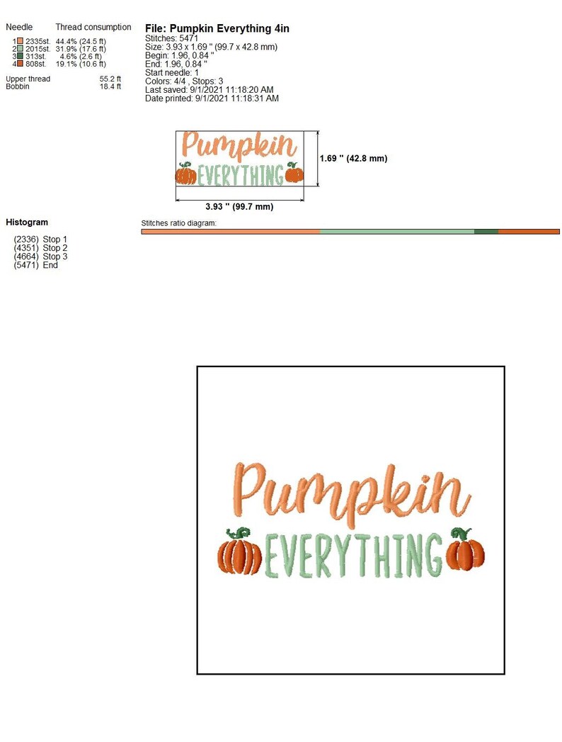 Diseño de bordado digital "Todo sobre calabazas" - DESCARGA INMEDIATA ...