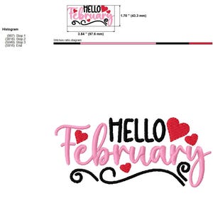 Hello February Embroidery Design -INSTANT DOWNLOAD- - Etsy