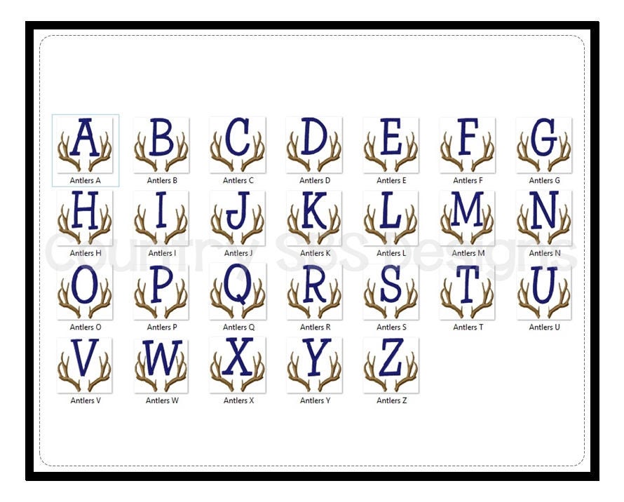 Antlers Alphabet Font Embroidery Design 4x4 INSTANT | Etsy