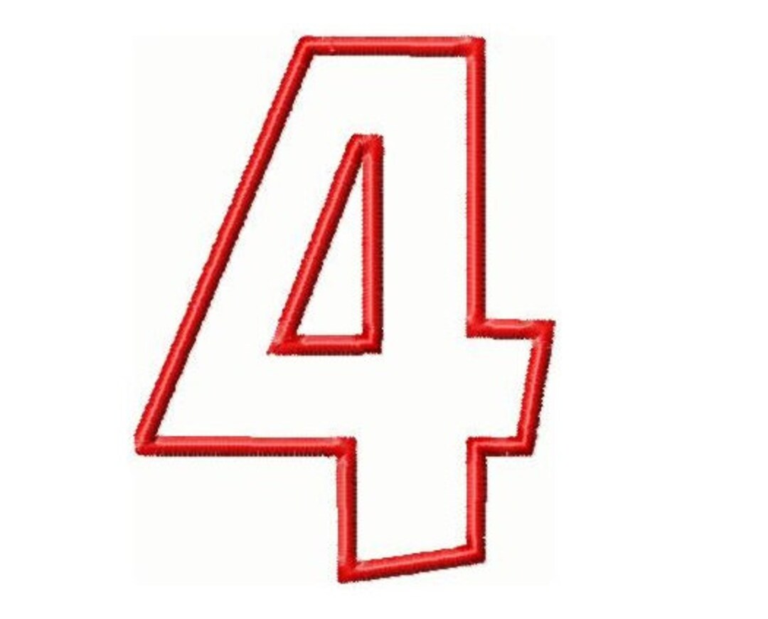 Número de apliques Diseño de bordado Número 4 4x4 y 5x7 DESCARGA ...
