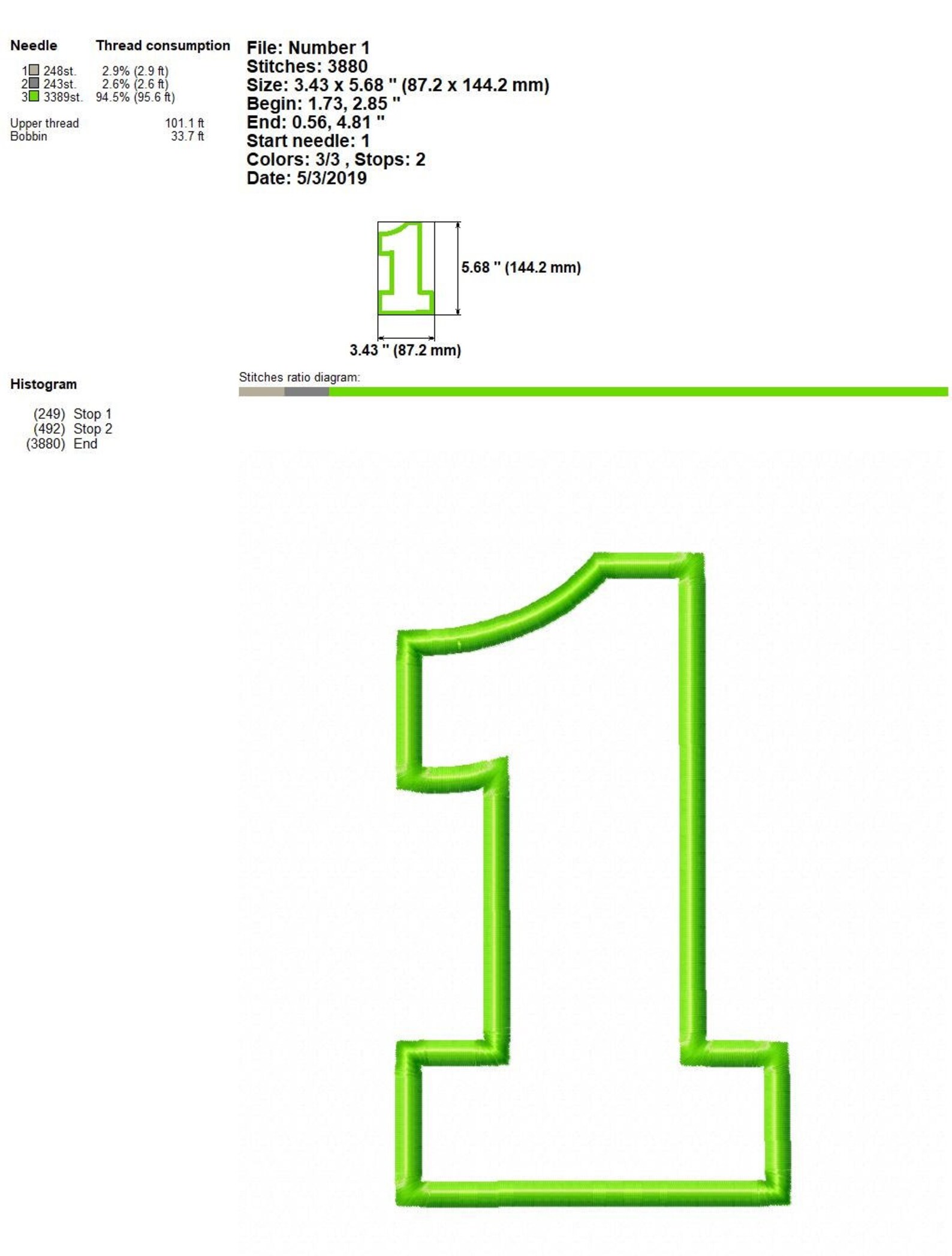 Applique Number Embroidery Design Number 1 4x4 and 5x7 - Etsy