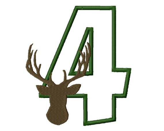 Deer Hunting Fourth Birthday Number Four Embroidery Design - Etsy