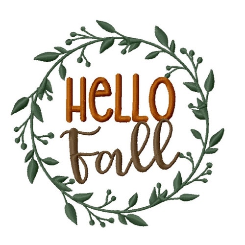 Hello Fall Outline Embroidery Design Instant Download - Etsy