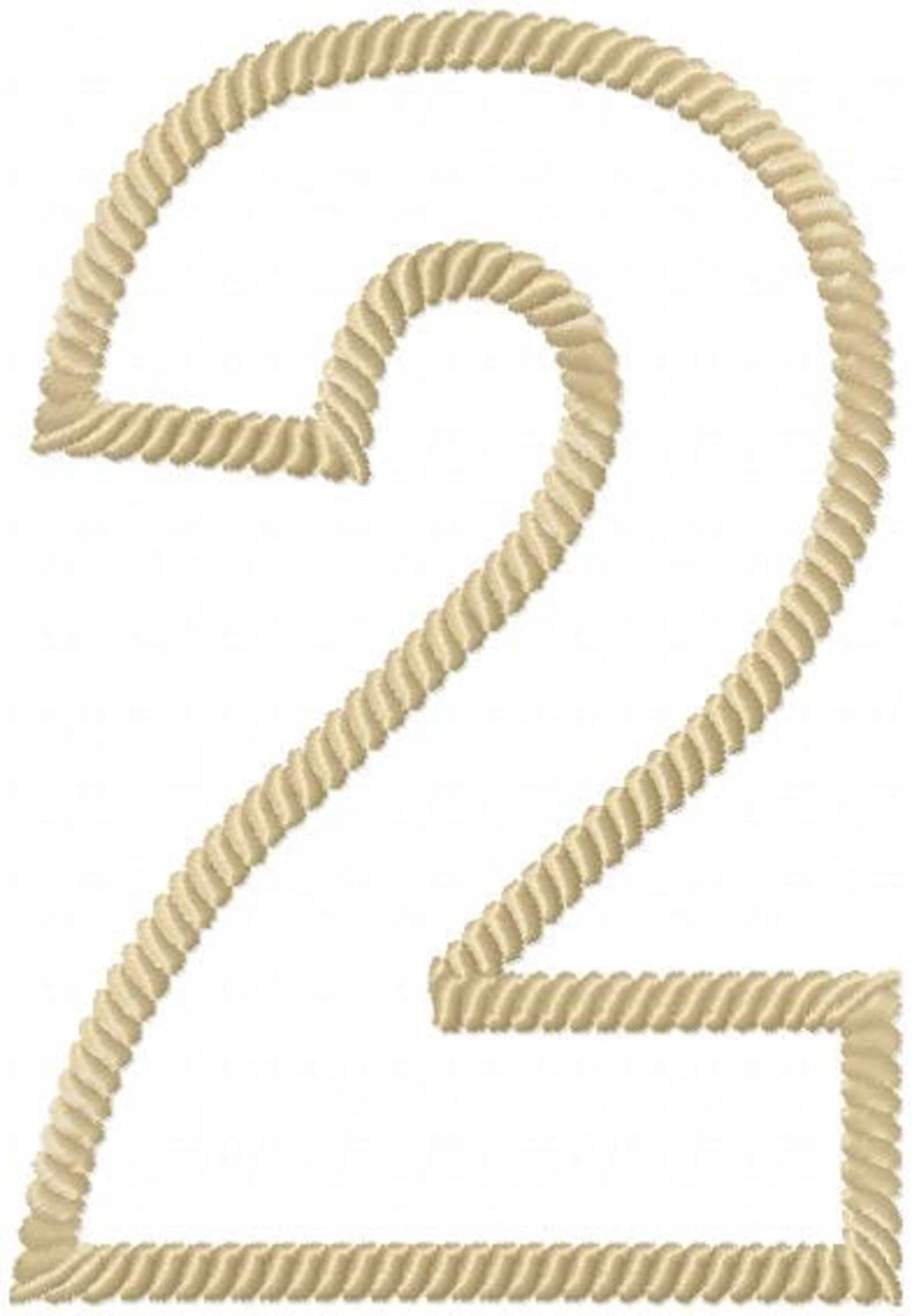 Rope Applique Number Embroidery Design Number 2- 4x4 and 5x7 -INSTANT ...