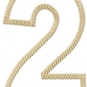 Rope Applique Number Embroidery Design Number 2- 4x4 and 5x7 -INSTANT ...
