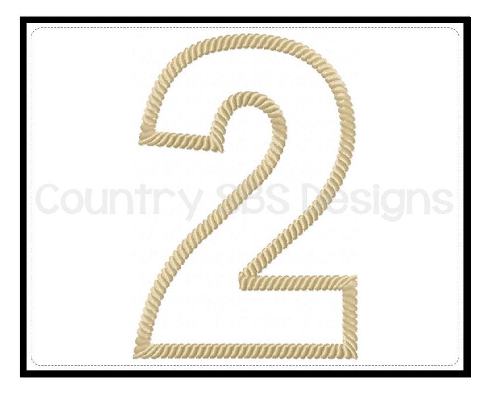 Rope Applique Number Embroidery Design Number 2- 4x4 and 5x7 -INSTANT ...