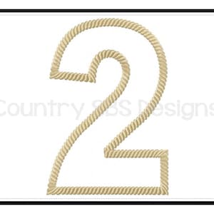 Rope Applique Number Embroidery Design Number 2- 4x4 and 5x7 -INSTANT ...