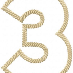 Rope Applique Number Embroidery Design Number 3- 4x4 and 5x7 -INSTANT ...