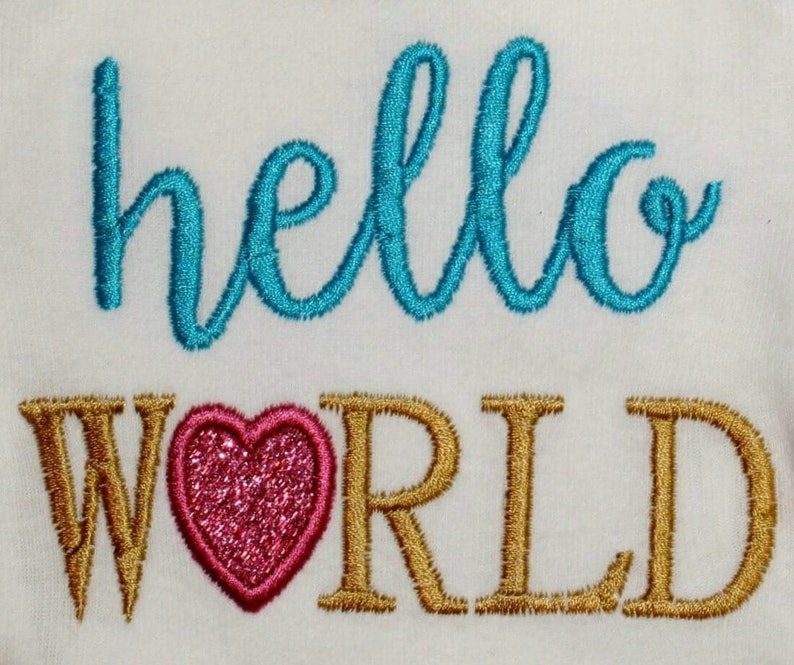 Hello world Embroidery Design 4x4 INSTANT DOWNLOAD | Etsy