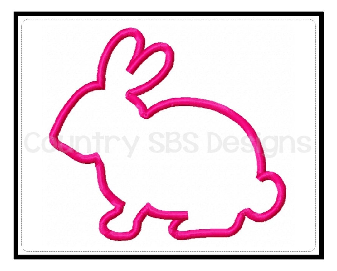 Bunny Rabbit Outline Applique Embroidery Design INSTANT - Etsy