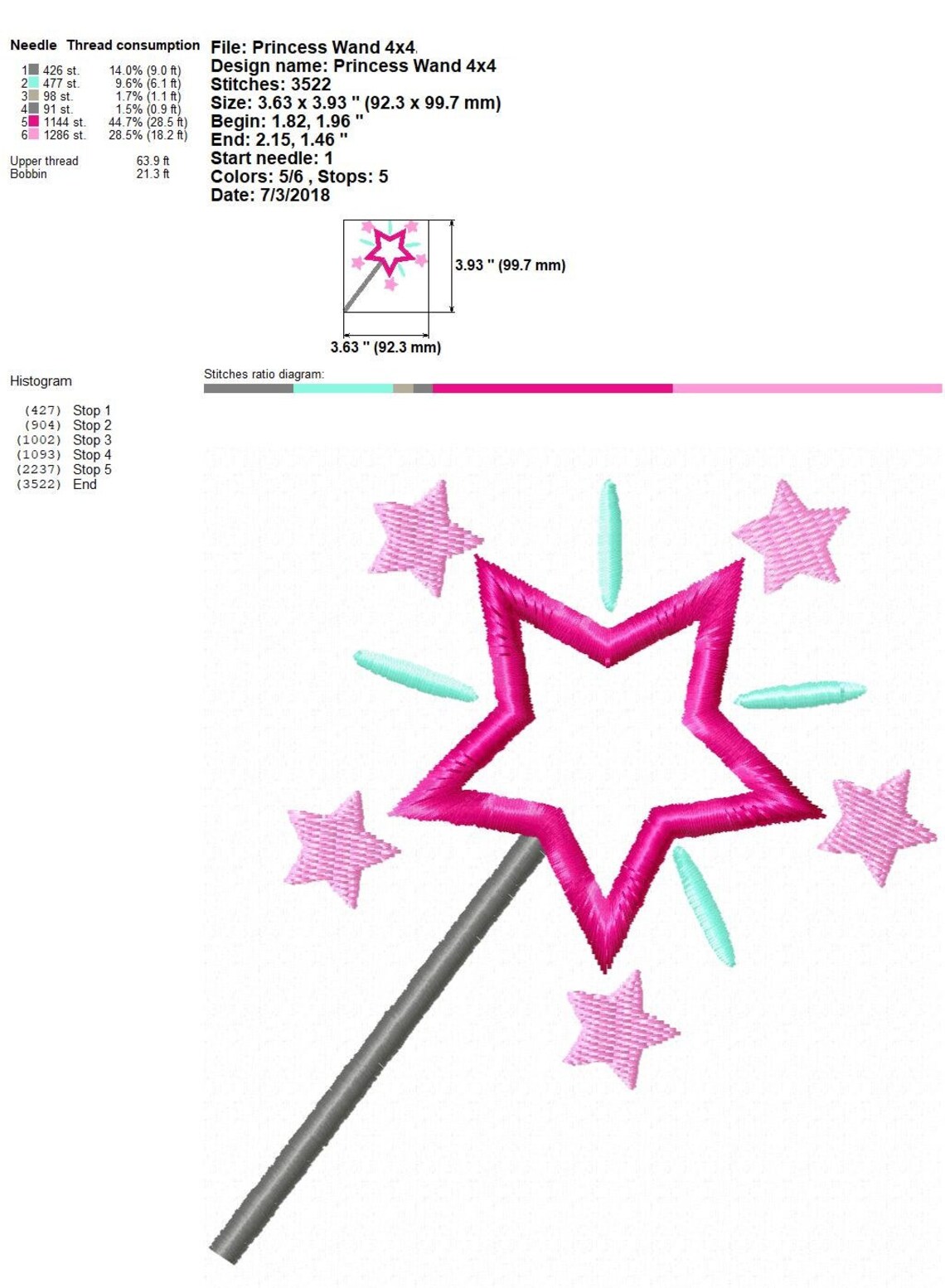 Princess Wand Embroidery Design INSTANT DOWNLOAD | Etsy