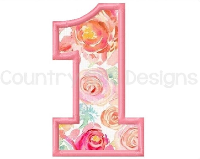 Applique Number Embroidery Design Number 1- 4x4 and 5x7 -INSTANT ...