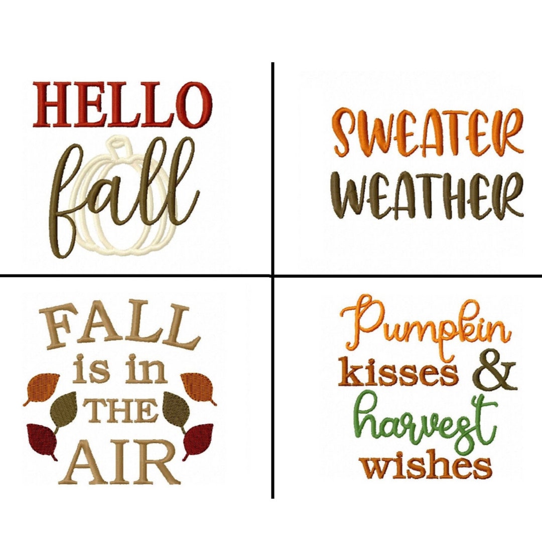 Fall Bundle Embroidery Designs 4x4 INSTANT DOWNLOAD Fall Embroidery ...