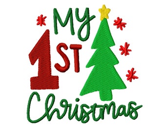 Christmas Embroidery Design My 1st Christmas My First Christmas Girlie ...