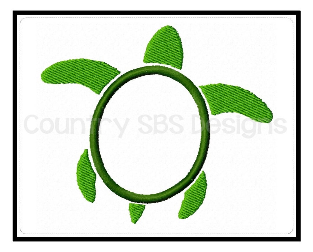 Turtle Monogram Frame Digital Embroidery Design 4x4 - Etsy