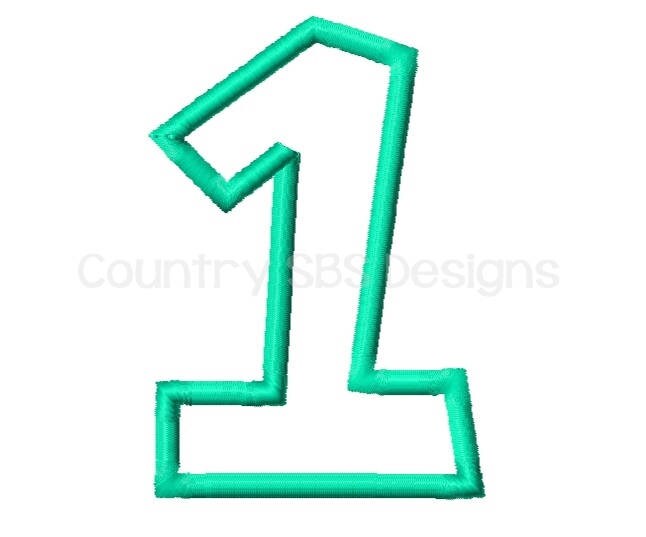 Spunky 1 Applique Number Embroidery Design Number 1- 4x4 and 5x7 ...