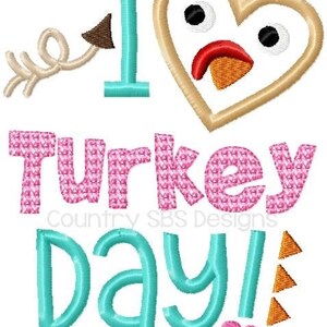 I Love Turkey Day Applique Embroidery Design INSTANT - Etsy