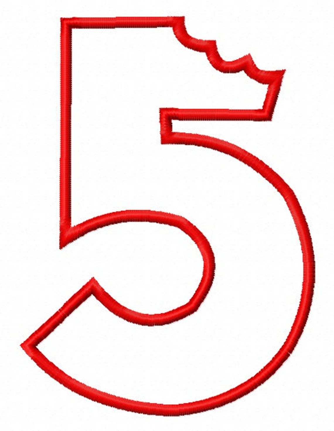 Number 5 Monster Bite Applique Embroidery Design -INSTANT DOWNLOAD- - Etsy