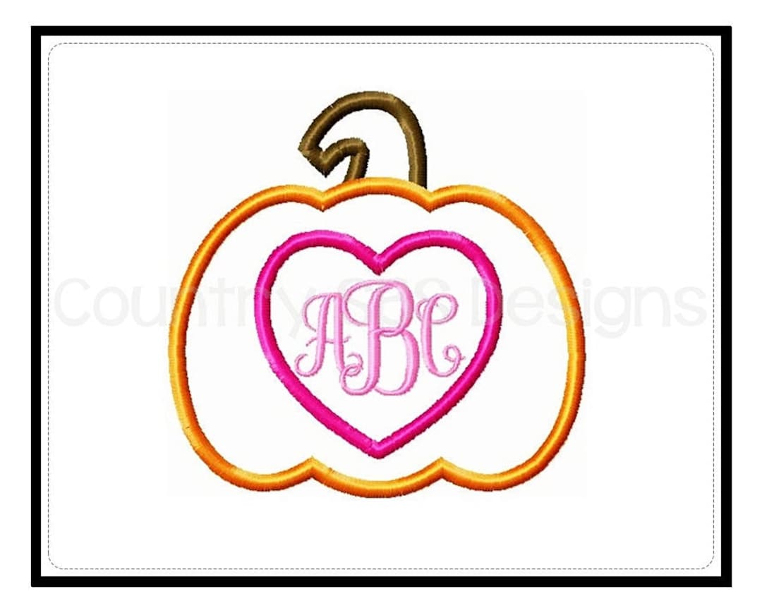 Pumpkin Monogram Applique Embroidery Design -INSTANT DOWNLOAD- Fall ...