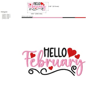 Hello February Embroidery Design -INSTANT DOWNLOAD- - Etsy