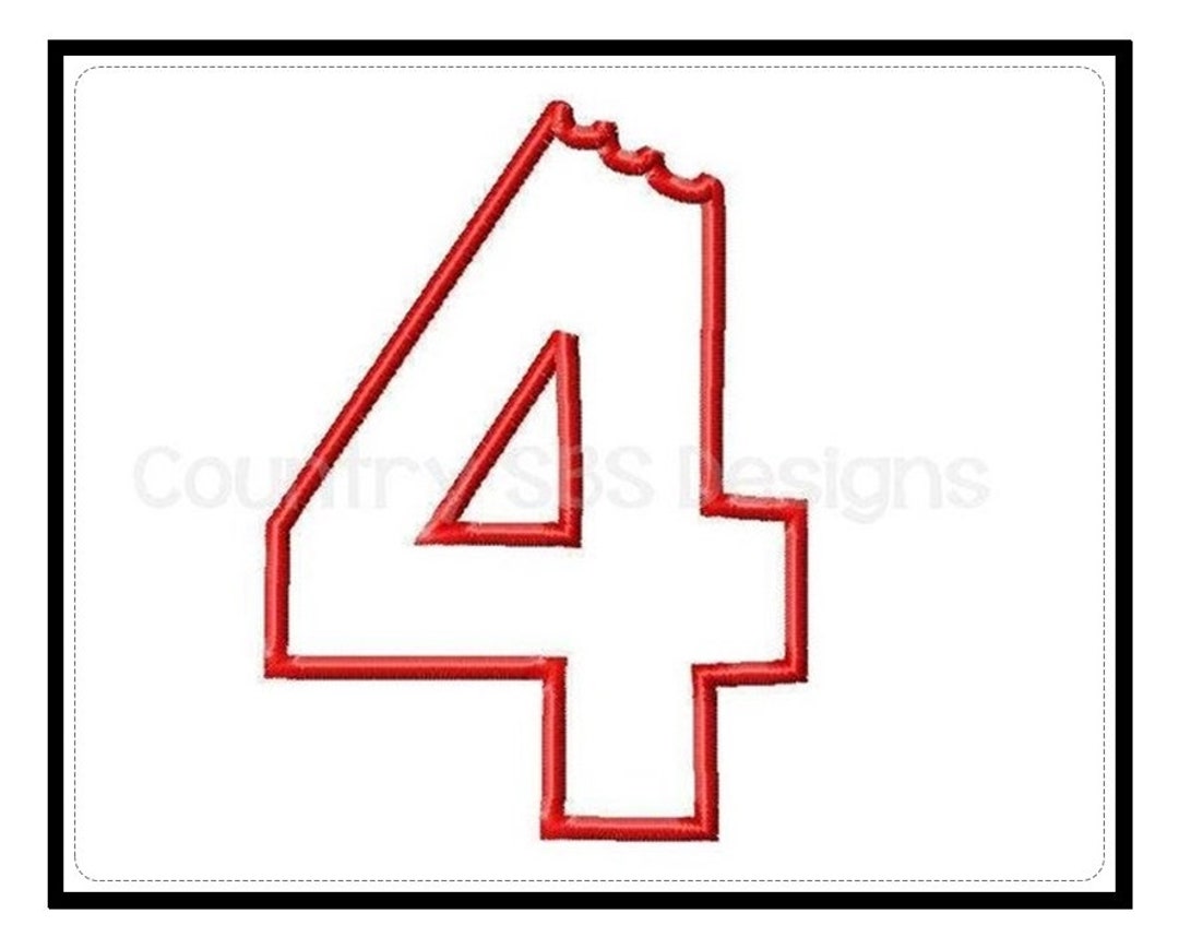 Number 4 Monster Bite Applique Embroidery Design -INSTANT DOWNLOAD- - Etsy