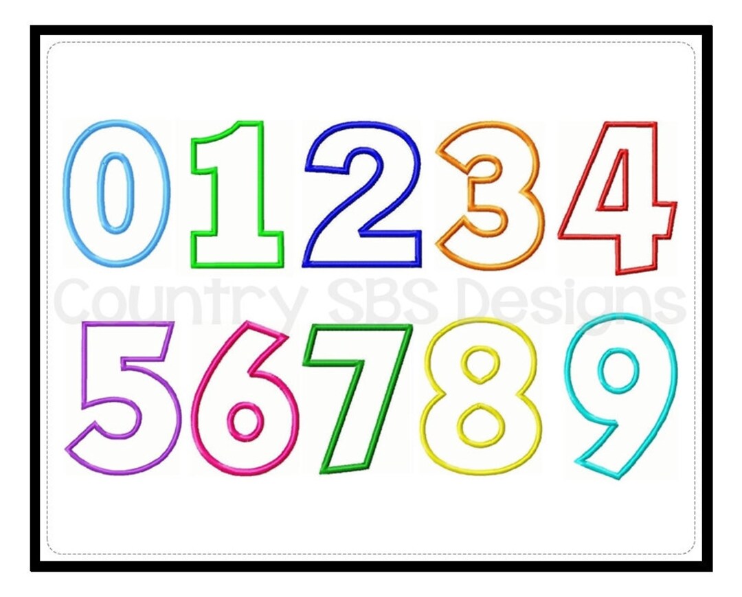 Block Number Applique 0-9 Birthday Embroidery Design Set INSTANT ...