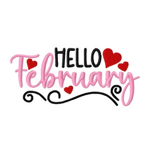 Hello February Embroidery Design -INSTANT DOWNLOAD- - Etsy
