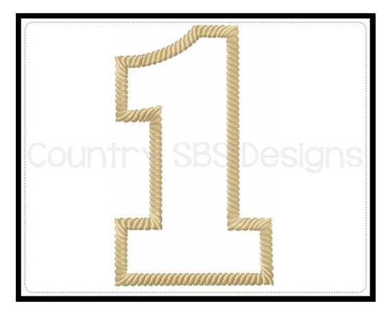 Rope Applique Number Embroidery Design Number 1 4x4 and 5x7 | Etsy
