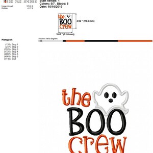 The Boo Crew Ghost Applique Embroidery Design -INSTANT DOWNLOAD ...