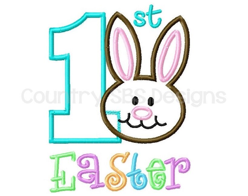 1st Easter Bunny Applique Embroidery Design 5x7 INSTANT | Etsy