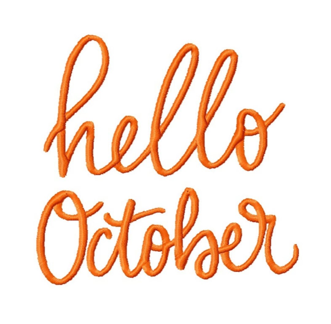 Hello October Embroidery Design -INSTANT DOWNLOAD- Fall Embroidery ...