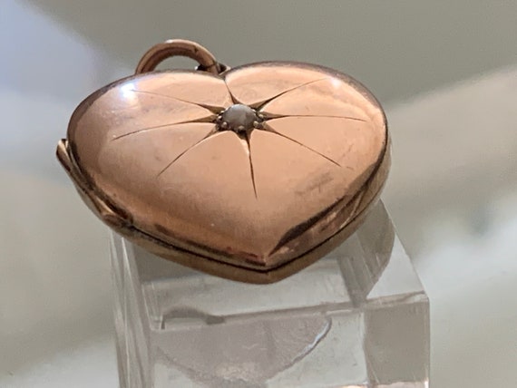 Antique Large 9ct Gold Heart Locket - Gem
