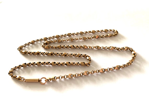 Antique 9ct Gold Victorian 19" Chain - Gem