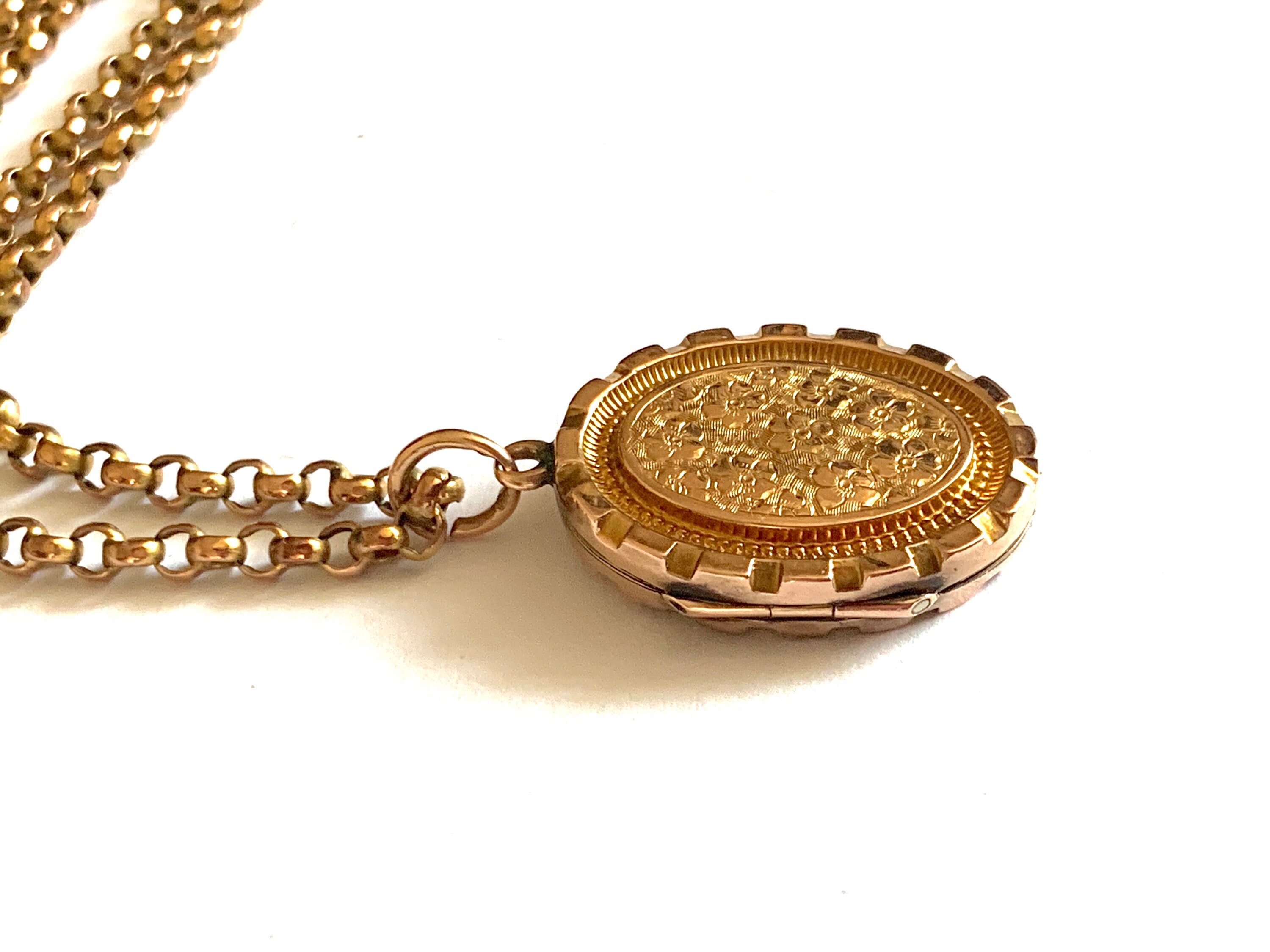 9ct Gold Antique Locket & Chain - Etsy