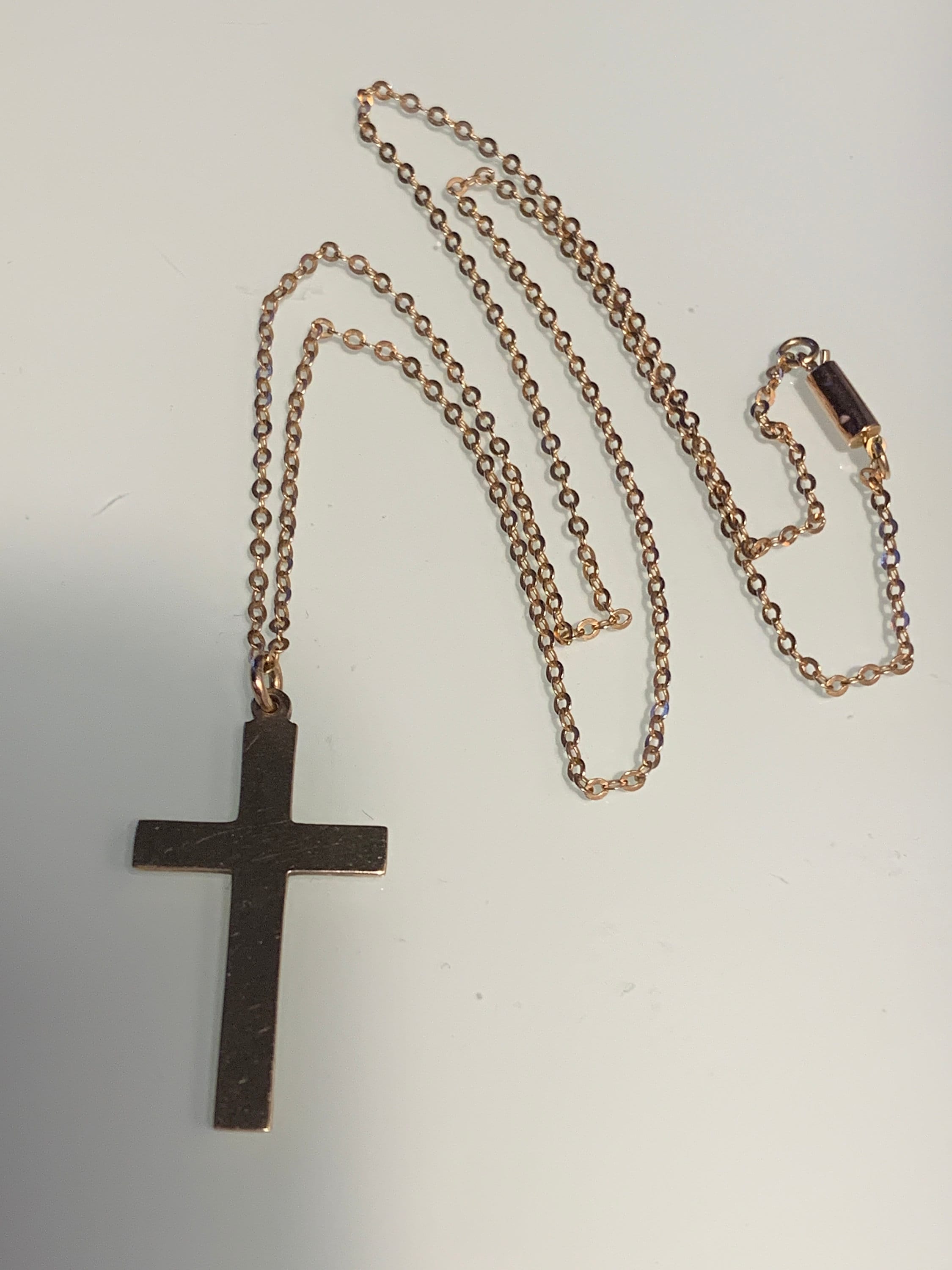 Antique 9ct Gold Cross & 9ct Gold Barrel Clasp 17" Chain - Etsy
