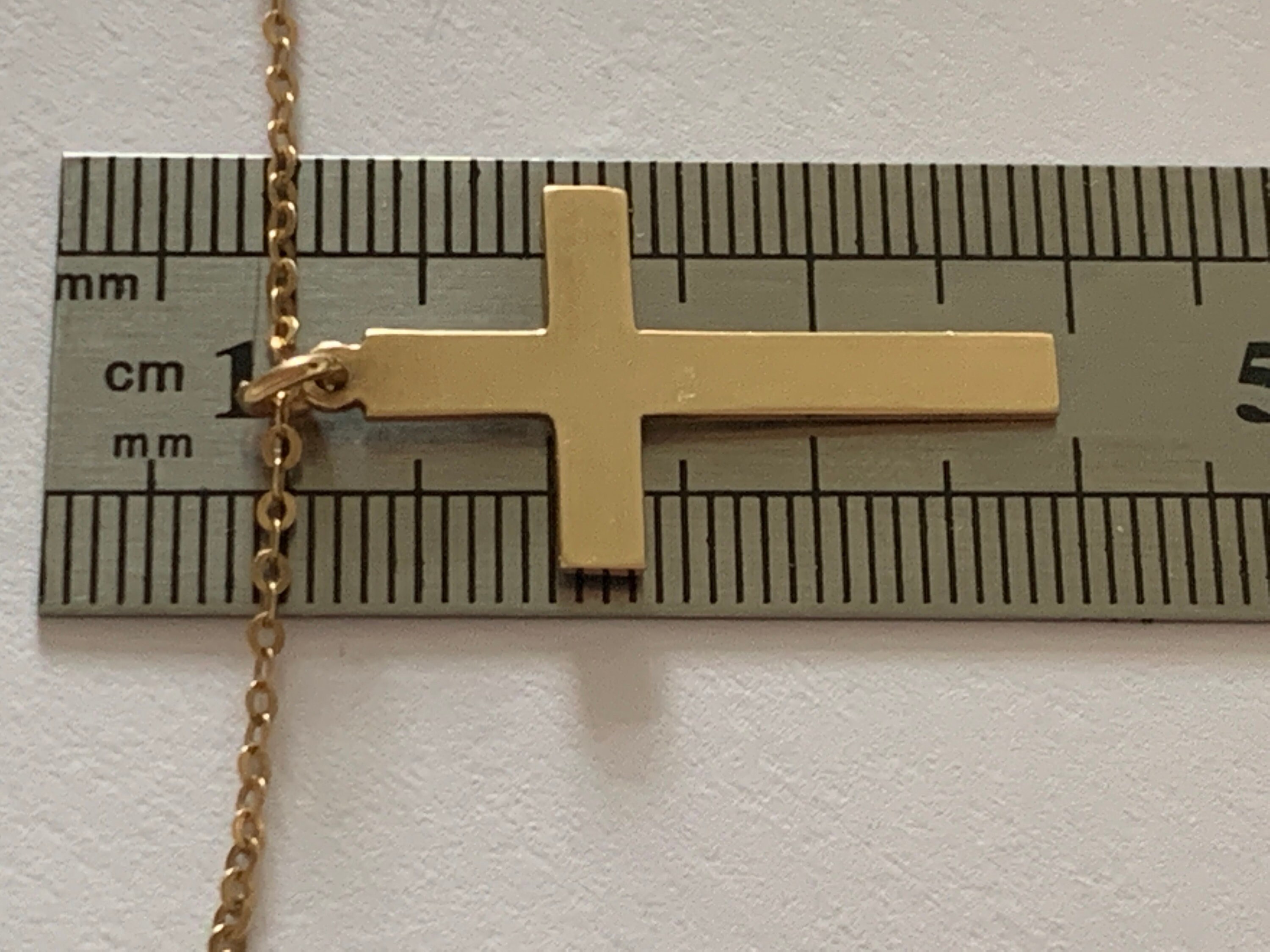 Antique 9ct Gold Cross & 9ct Gold Barrel Clasp 17" Chain - Etsy