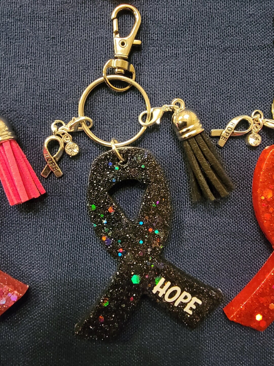 Purchase With a Purpose! | Black Awareness Ribbon Keychain - Etsy
