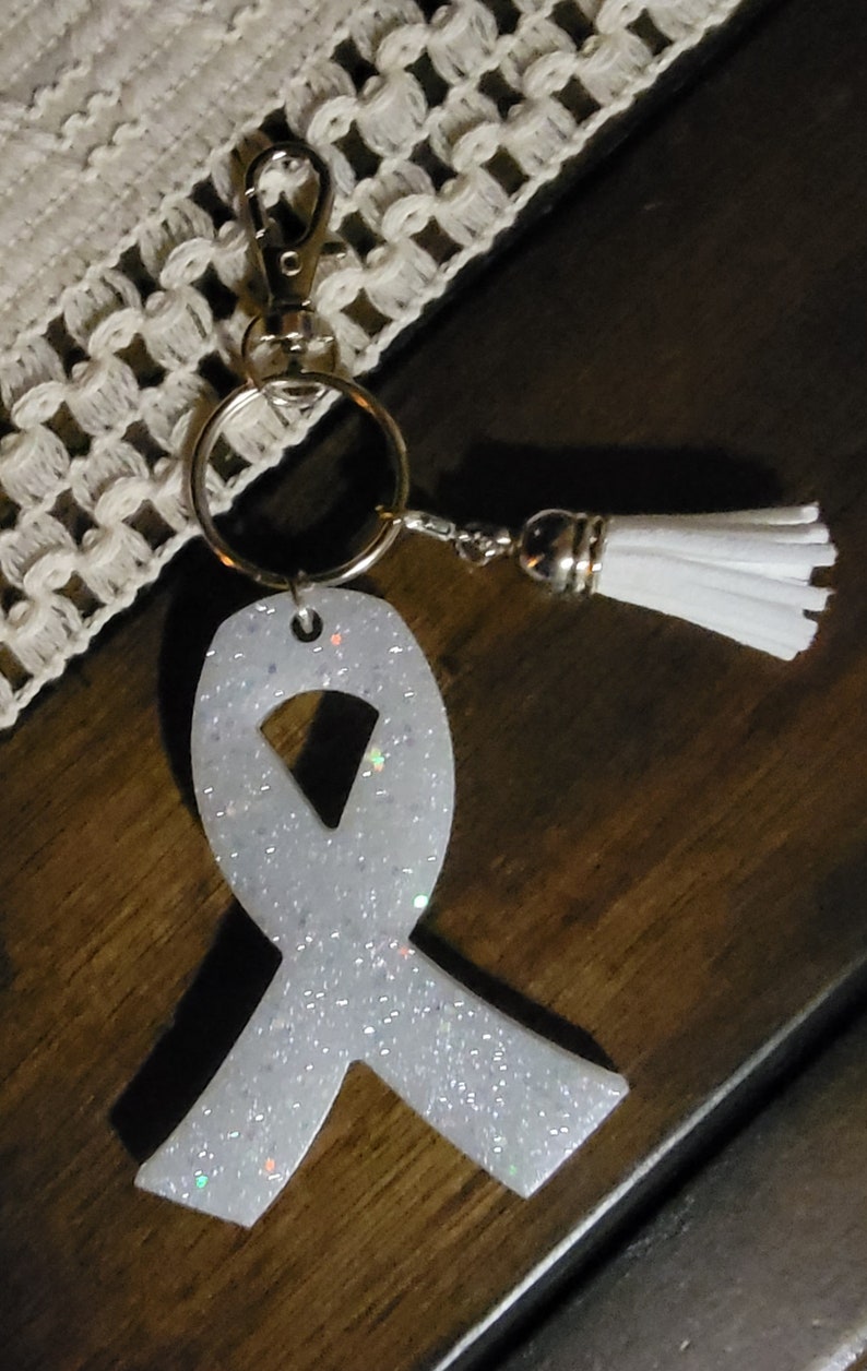 Purchase With a Purpose! | White Awareness Ribbon Keychain - Etsy