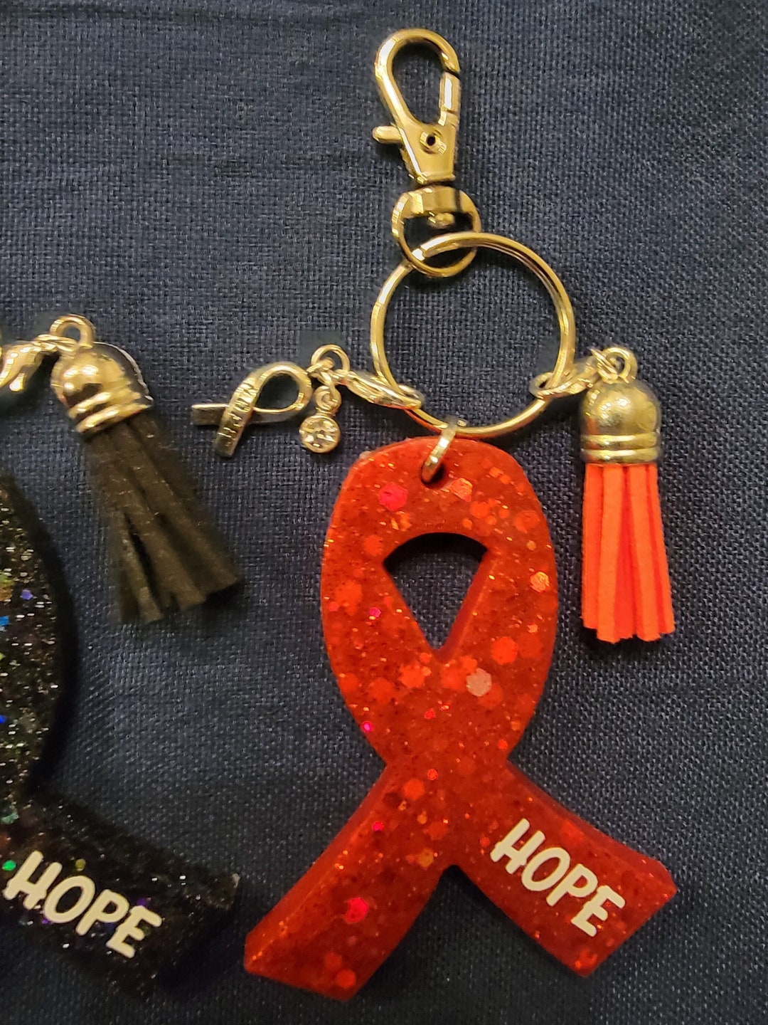Purchase With a Purpose! | Red Awareness Ribbon Keychain - Etsy