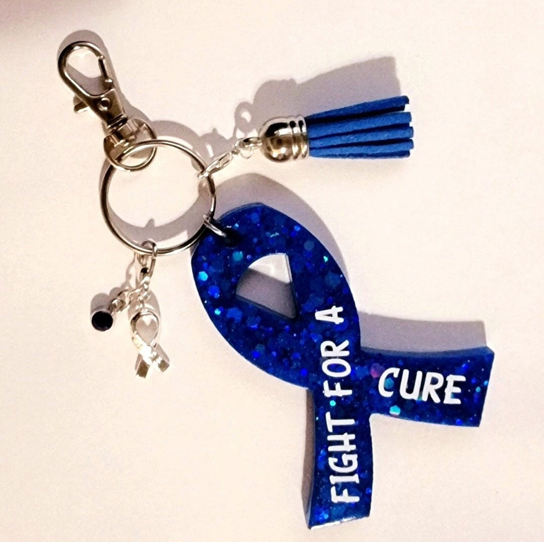 Blue Ribbon Keychain for Colon/colorectal Cancer Awareness - Etsy